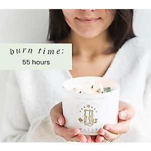 Healing Crystal Candle, 12oz - 3 Wick Pisces, Cancer, Scorpio Zodiac Candles with Crystals Inside. Zodiac Gifts for Women, Real Crystals and Healing Stones Manifestation Candle, Meditation Candle