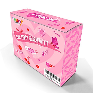 Party Spot! 103 pcs Pink Birthday Decorations, Pink Decorations for Party, Balloon Arch, Tablecloth, Banner, Fringe Curtain, Birthday Decoration for Women, Pink Party Decorations