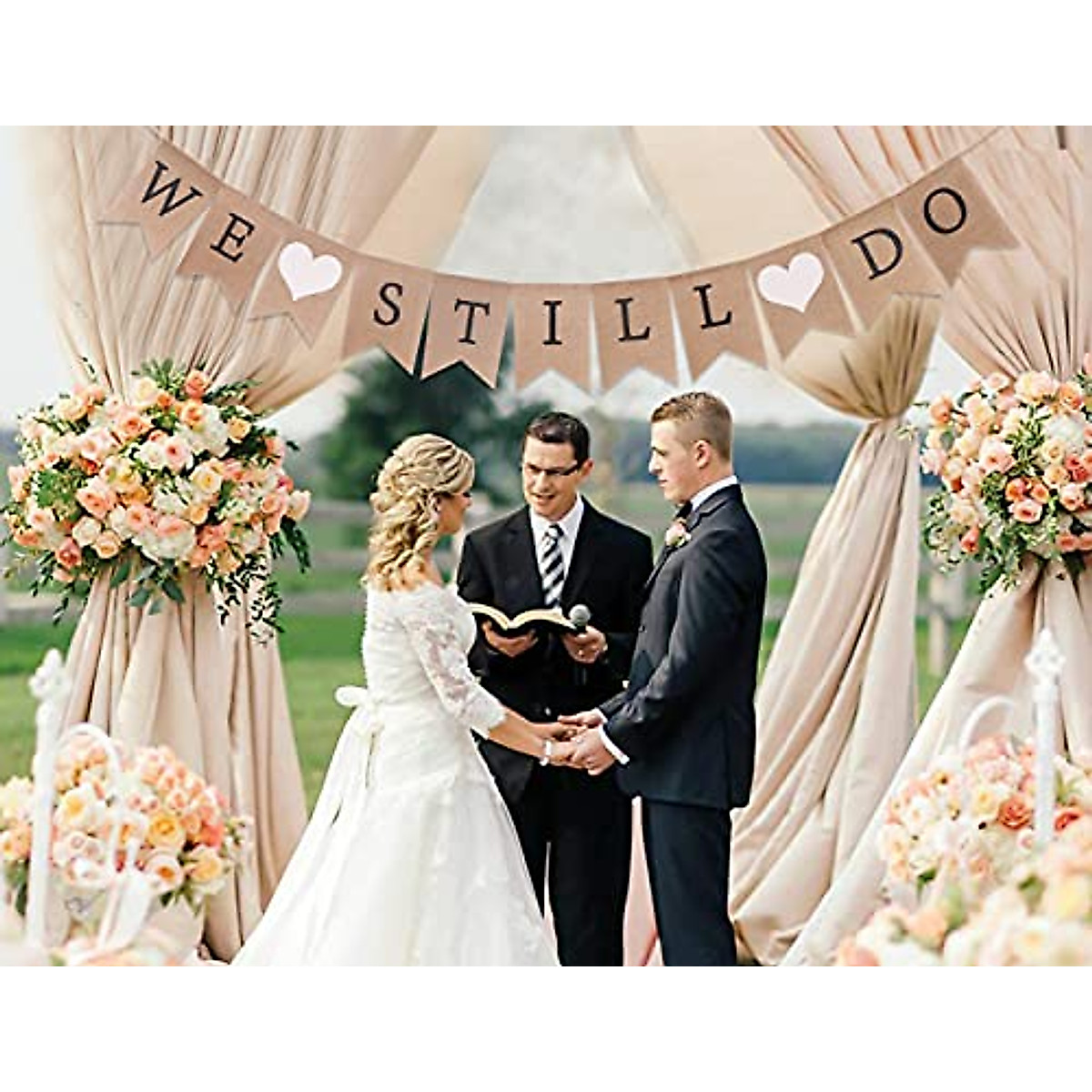 We Still Do Burlap Banner - Anniversary Party Decorations, Anniversary Banner, Wedding Anniversary Party Decorations Supplies, Photo Prop, Vow Renewal Banner