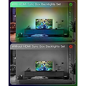 Aubess HDMI 2.0 Sync Box & TV Neon Rope Backlight Kit, WiFi Immersion TV LED Backlights That Compatible with Alexa & Google Assistant for 65" TVs. Fancy Sync Box LED Lights That Sync with TV Picture