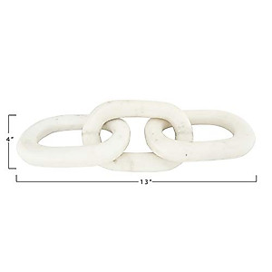 Creative Co-Op 13" L Decorative Marble Figurine Chain Link, White (AH1041)