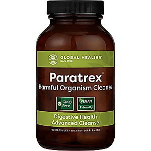 Global Healing Paratrex - Gut Health Cleansing & Intestinal Detox Support - Cleanse Supplement with Organic Wormwood, Neem, Black Walnut and Diatomaceous Earth for Human Adults - 120 Capsules