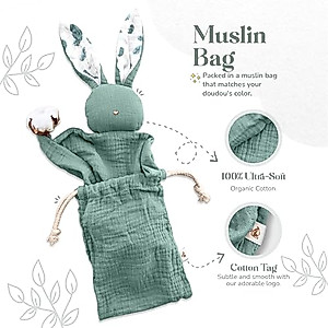 Mikito Organic Cotton Baby Muslin Lovey Bunny - Oeko-TEX & GOTS Certified - Security Blanket & Perfect Loveys for Babies - Unisex New Baby Gift for Ultimate Comfort & Peaceful Dreams