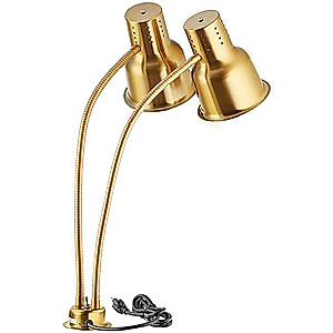 24" Commercial Heat Lamp – Flexible Stainless Steel Dual arm Bulb Warmer for Kitchen & Restaurant, HLDBL24, 120V, 500W (Gold)