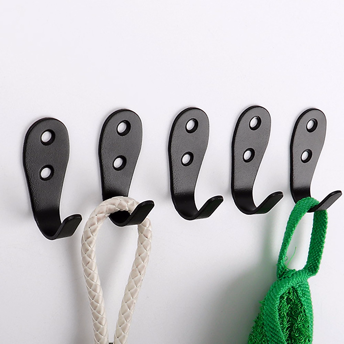 AUXBC J-Shaped Clothes Hook Wall Mounted Hooks Stainless Steel Utility Hooks Coat Hook Single Prong Robe Hooks Hanger for Hanging Coat Clothes Hat Bag Purse Towel with Screws, Black/12Pcs