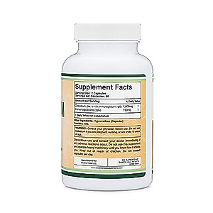 Colostrum Supplement 120 Capsules, 1,000mg per Serving (Bovine Colostrum Powder from First Milking Only, Std. to Contain 15% IgG Immunoglobulins) No Fillers, Made in The USA by Double Wood