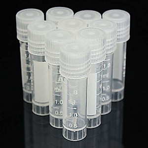 CynKen 100pcs 2ml Graduated Plastic Cryovial Cryogenic Vial Tube Self Standing with Cap