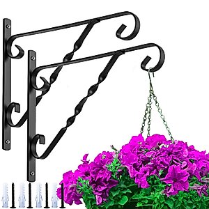 AMAGABELI GARDEN & HOME 2 Pack 12 Inch Hanging Brackets for Plants Iron Bracket for Hanging Plants Wind Chime Hooks Hangers Lanterns Plant Bracket Bird Feeder Plant Hanger Outdoor Heavy Duty BG1531