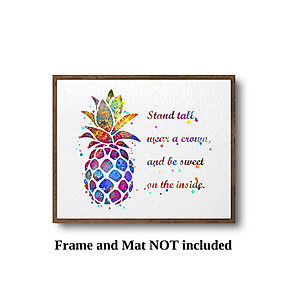 Dignovel Studios 8X10 Unframed Pineapple Mother Daughter Quotes Wear Crown Stand Tall Watercolor Art Print Inspirational Wall Art Housewarming Office Home Decor DN553