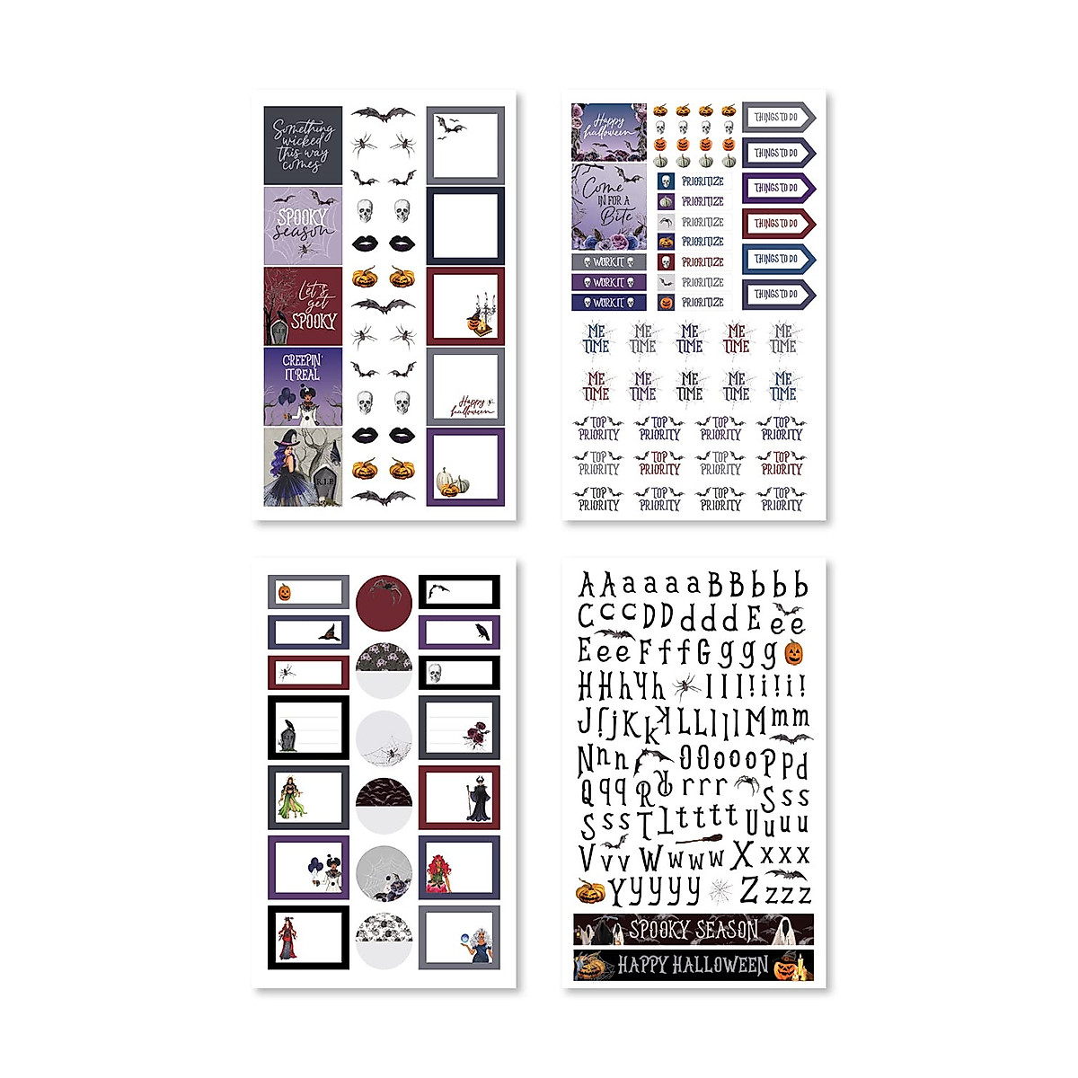 Rongrong Halloween Theme Sticker Book for Planners, Calendars, Journals and Projects – Premium Quality Hand Drawn Perfect for Adding Hocus Pocus to your schedule – Scrapbook Accessories – 24 Sheets