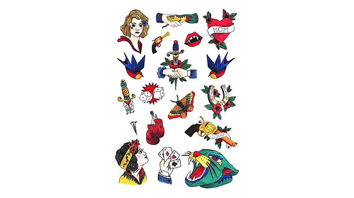 Tatsy Temporary Tattoo Set - 47 Unique Designs