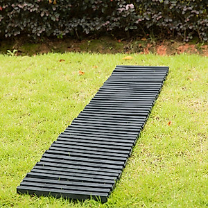 Gardenised QI004106 Black Garden Pathway Track Outdoor Waterproof Tile Anti-Slip Pavers Floor Mat, 14" Long