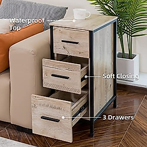 UEV Bathroom Drawer Organizer,Free Standing Single Vanity,Oak Nightstand,Vertical Dresser Storage Tower Vanity for Bedroom/Hallway/Entryway,Self-Assemble,3 Drawers