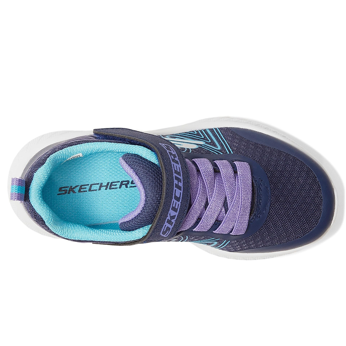 Skechers Microspec Plus-Swirl Sweet Sneaker, Navy/Multi, 13 US Unisex Little Kid