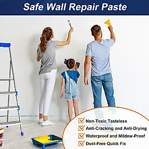 Drywall Repair Kit 8.8OZ Spackle Wall Repair Kit with Scraper Sanding Pad to Quick Fix Wall Surface Holes and Creak Damage Wall Mending Agent for Home Wall Putty Plaster Dent Wood Scratch Repair