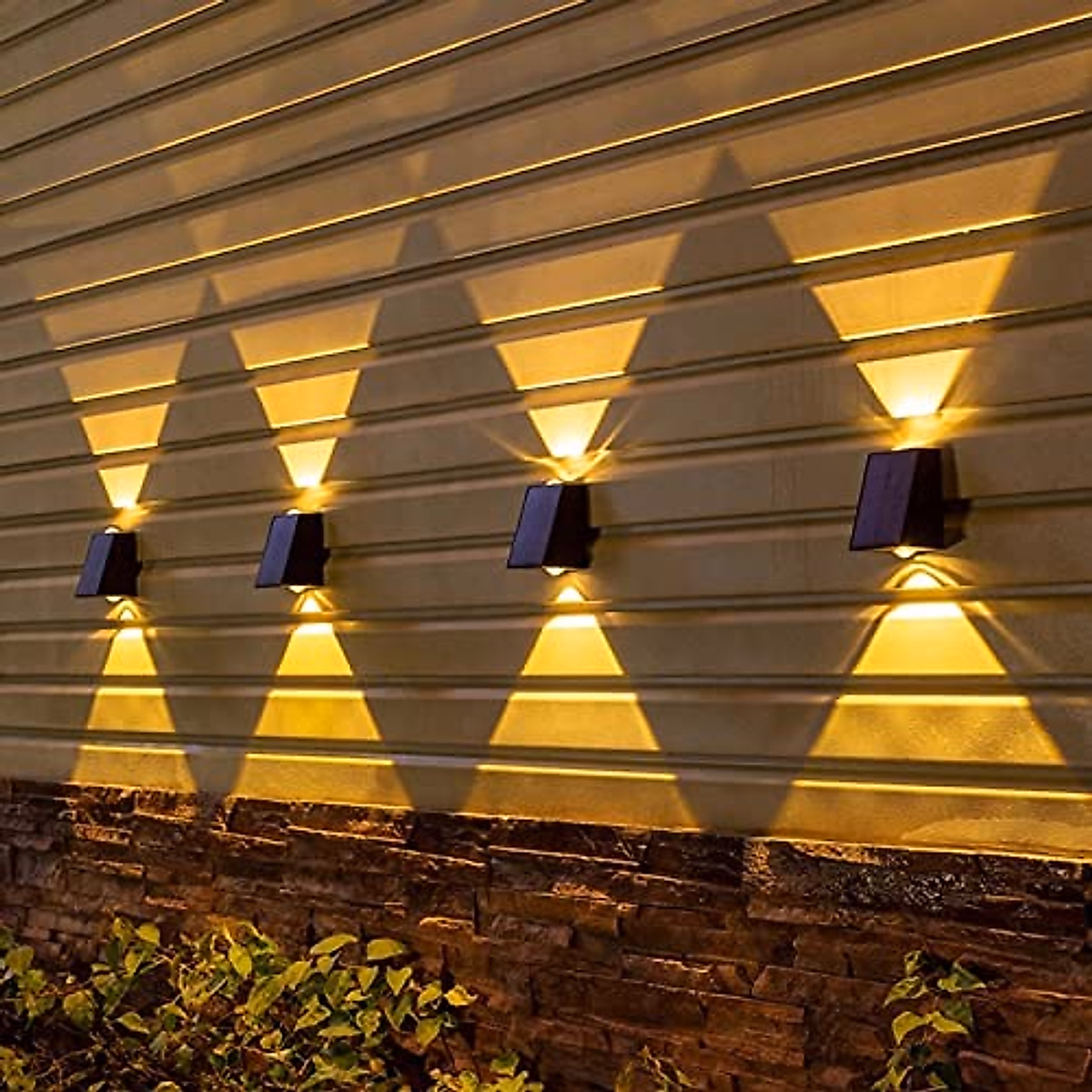 ASLIDECOR Solar Wall Lights UP and Down,Warm White Fence Lighting Waterproof Deck Step Light for Arbor Patio Yard