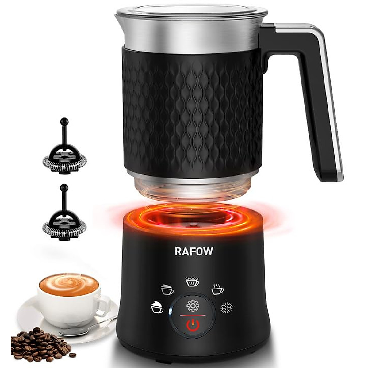 Milk Frother and Steamer - 5 In 1 Milk Frother Electric 11.8oz Automatic Milk Steamer Hot & Cold Foam Maker and Milk Warmer - Dishwasher Safe & Silent Working for Coffee,Latte,Cappuccino,Hot Chocolate