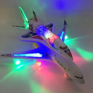 Electric Airplane Space Shuttle Carrier Transporter Bump and Go Kids Action Toy - Big Model Jumbo Jet with Flashing 3D Lights and Realistic Aircraft Plane Sounds