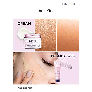 CHARMZONE Dr. Frog Waterfull Charge Cream Set 2.37 oz (Cream 50ml /1.69 oz + Peeling Gel 20ml/ 0.68 oz) Rose Water Ceramide Long Lasting Hydration Korean Skin Care Routine, Valentine Gift Set for Her
