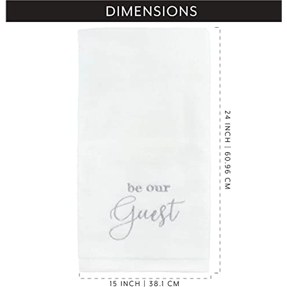 AuldHome Design Guest Towels (Set of 2, White w/Gray); Be Our Guest Monogrammed Hand Towels