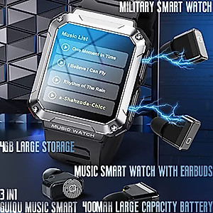 Smart Watch with Earbuds [GPS 45mm] 1.96" Full Touch Retina Display, Military Grade IP67 Waterproof Watch with Answer Calls and Send Messages…