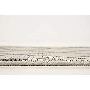 Unique Loom Outdoor Trellis Collection Geometric Moroccan Lattice Transitional Indoor and Outdoor Flatweave Gray/Silver Area Rug (2' 2 x 3' 0)
