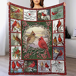 reoqeosy Cardinal Blanket Christmas Bird Throw Blanket Cardinal Gifts for Girls Woman Kids Cozy Comfort Soft Plush Fleece Flannel Blanket for Couch Sofa Bed 40"x50"
