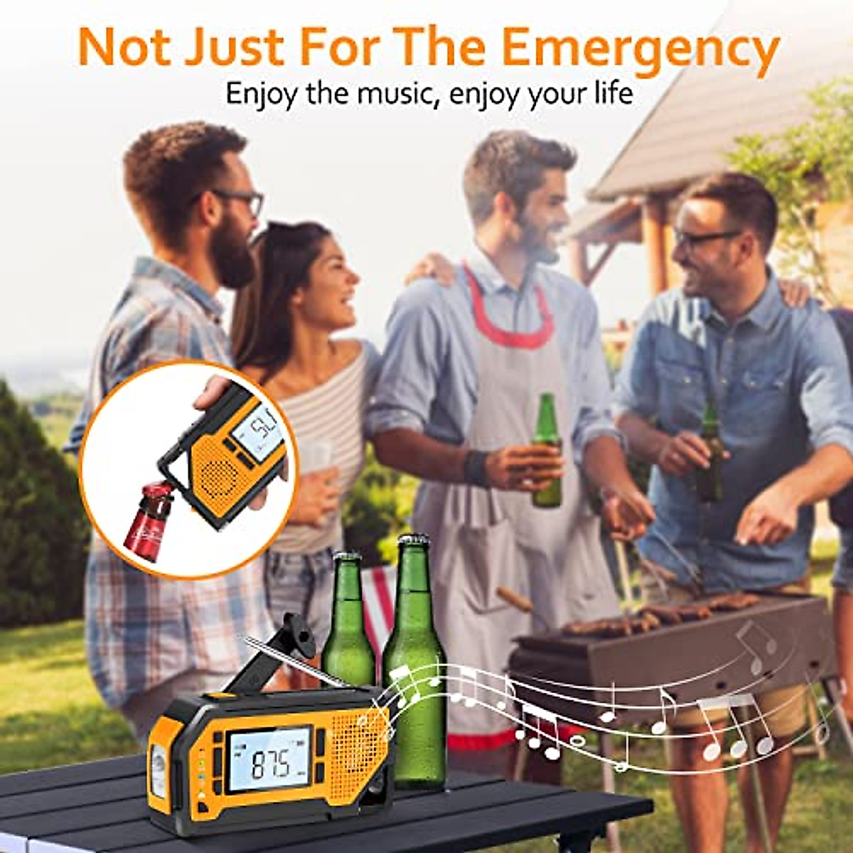 Emergency Weather Alert Radio with 2000mAh Emergency Phone Charge, Solar Hand Crank Radio with Earphone Jack, Battery Operated, SOS Alarm, LED Flashlight, Portable Survival Radio for Emergency