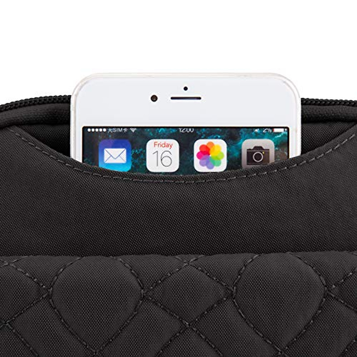 Travelon Anti-theft Signature Quilted Slim Pouch Bag, Black