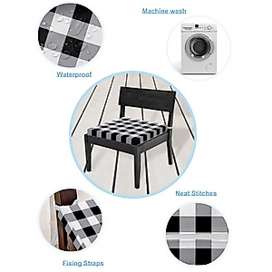 ZFUNCING 2 Pack Waterproof Patio Cushion Cover for Outdoor,Rustic Farmhouse Buffalo Check Plaid Washable Replacement Covers Furniture Seat Slipcover for Couch Sofa Chair,White Black,22x20in