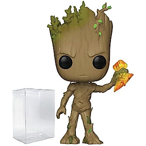 POP Marvel: Avengers Infinity War - Groot with Stormbreaker Funko Pop! Vinyl Figure (Bundled with Compatible Pop Box Protector Case) Multicolored 3.75 inches