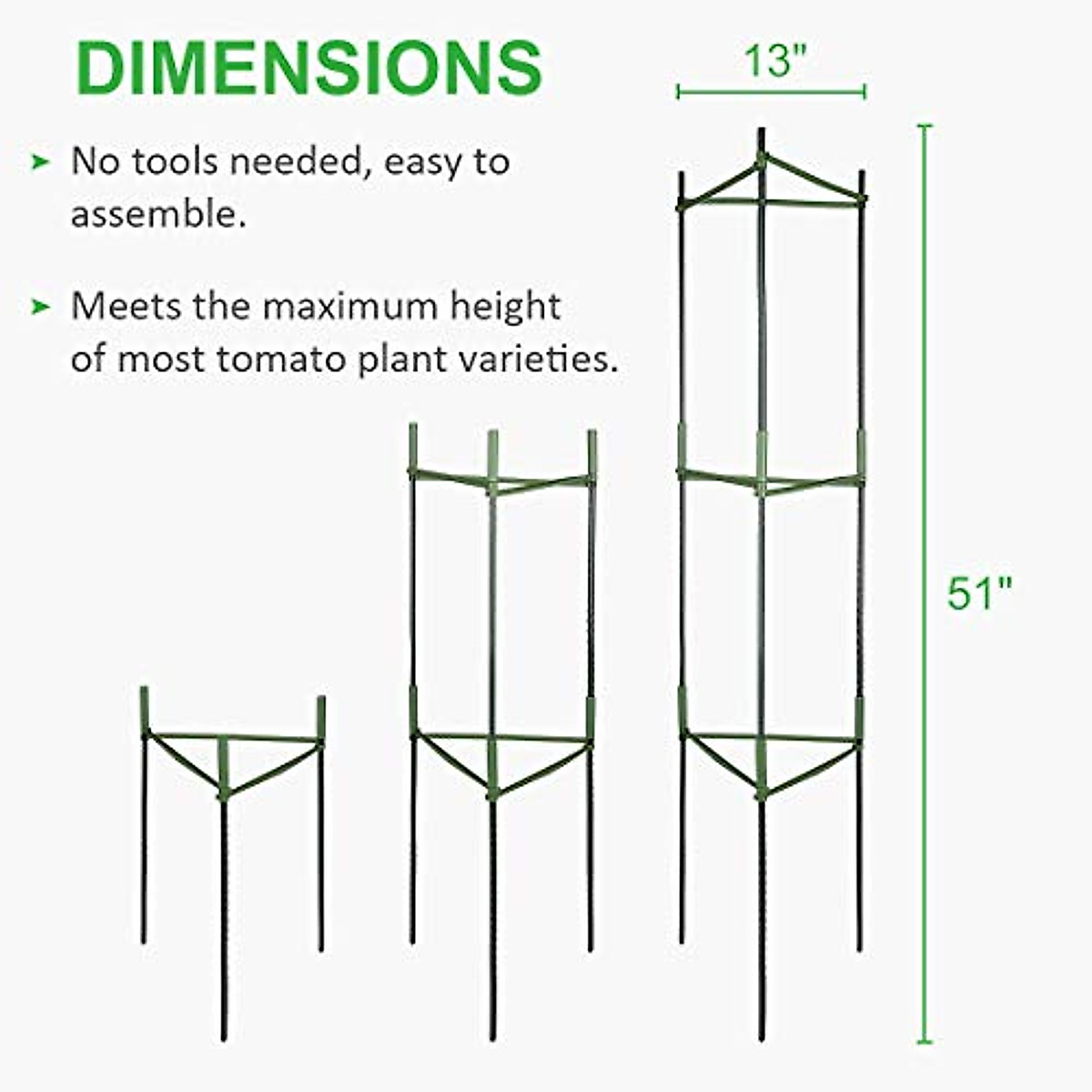 GROWNEER 3 Packs Plant Cages Assembled Tomato Garden Cages Stakes Vegetable Trellis, with 3Pcs 10 Gallon Grow Bags, 9Pcs Clips and 328Ft Twist Tie, for Vertical Climbing Plants