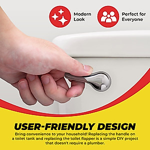 Qualihome Front Mount Chrome Toilet Handle Replacement Kit with 2 Inch Universal Toilet Flapper Replacement Kit and Stainless Steel Toilet Flapper Chain