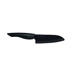 Kyocera Innovation Series Ceramic 5.5" Santoku Knife, with Soft Touch Ergonomic Handle-Black Blade, Black Handle