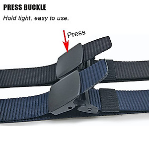 HOANAN 2 Pack 1.25" Wide Military Tactical Belt, No Metal Webbing Nylon Web Belt(black+navy)