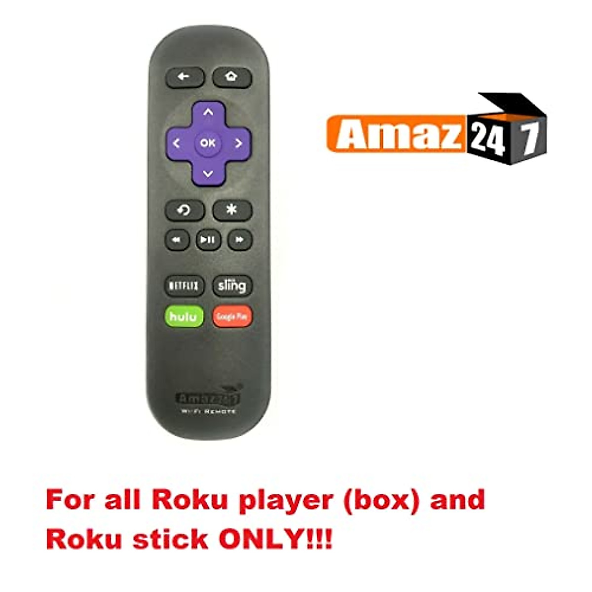 Amaz247 Wi-Fi Remote for Roku Streaming Stick (3500r, 3500rw, 3600, 3800, 3810), Roku 3 (4200r), Roku 2 (2720r),Roku Ultra, Roku Premiere, Roku Express (3900X), Roku Express+