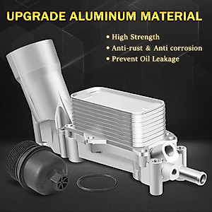 Upgraded Aluminum Engine Oil Filter Housing with Oil Cooler Sensors and Gaskets Compatible with Dodge Charger Challenger Journey, Jeep Wrangler, Ram 1500 2500 3500, Chrysler 200 300 3.6L V6