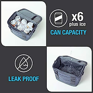 CleverMade Collapsible Soft Cooler Bag -Tote - Insulated 6 Can Leakproof Small Cooler Box with Bottle Opener and Shoulder Strap for Lunch, Beach, and Picnic - Cream