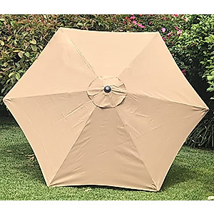 BELLRINO DECOR 7.5 ft 6 Ribs Replacement STRONG & THICK Patio Umbrella Canopy Cover (Canopy Only) - TAUPE