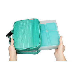 Bentology Lunch Box for Girls - Kids Insulated, Durable Lunchbox Tote Bag Fits Bento Boxes, Containers and Bottles, Back to School Lunch Sleeve Keeps Food Hotter or Colder Longer - Turquoise