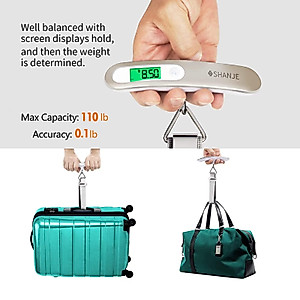 SHANJE Luggage Weight Scale for Suitcases 110 Lbs Travel Accessories High Precision Travel Digital Hanging Scales 50kg (White)