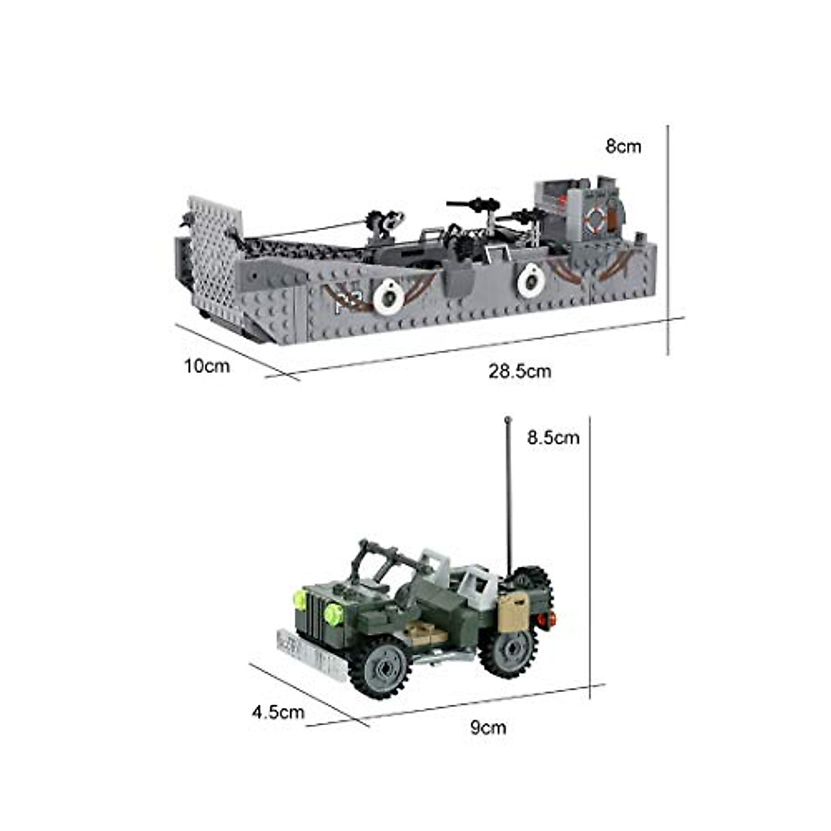 General Jim's WW2 Military Landing Craft Brick Building Toy Set Comes with Vehicle Building Blocks World War 2 Model Set for Teens and Adults