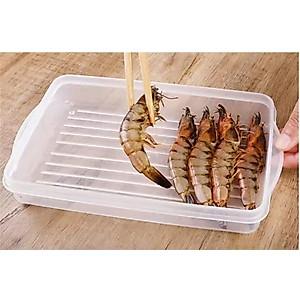 wulikanhua 2 Pack Plastic Bacon Box, Deli Meat Saver Cold Cuts Fridge Keeper, Cheese Food Storage Container with Lid for Refrigerator, Shallow Low Profile Christmas Cookie Holder