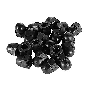 uxcell M6 Thread Dia Dome Head Nylon Cap Acorn Hex Nuts Black 20pcs
