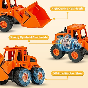 Beestech Construction Toys for 3 Years Old Boys Girls Kids, Friction Powered Construction Truck Toys Vehicles Sand Toys Trucks Excavator, Bulldozer, Road Roller (Colorful 4 Pack)