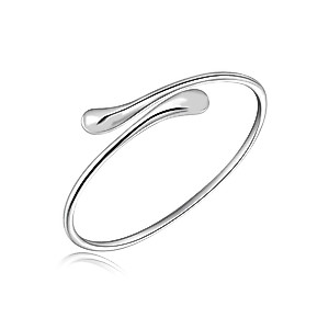 Savlano 14K Gold Plated Double Teardrop Open Cuff Bangle -7-8” Inch Flexible Bangle Bracelet Comes With Gift Box for Women (W)