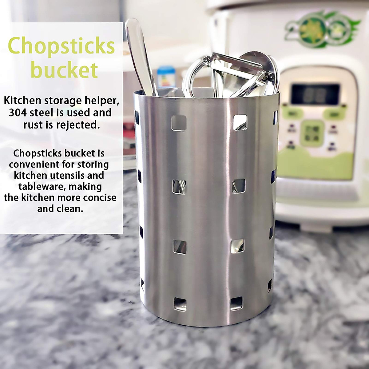 TangFuRen Utensil holder caddy for spoon Knife fork drying storage Cylinder Stainless steel Cutlery holder for kitchen and dining organizer