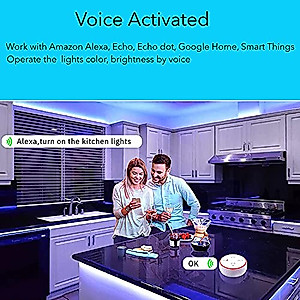 Smart Light Strip Uner Cabinet Lighting RGB Muti-Color Strips Light for Child Bed Room,Gaming,Movie Night,Sideboard Ambient Lighting Decor,Works with Alexa,Google Home Voice Speaker,Phone App,6pcs