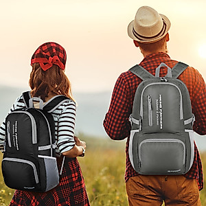 ZOMAKE Lightweight Packable Backpack - 35L Light Foldable Hiking Backpacks Water Resistant Collapsible Daypack for Travel(Black)