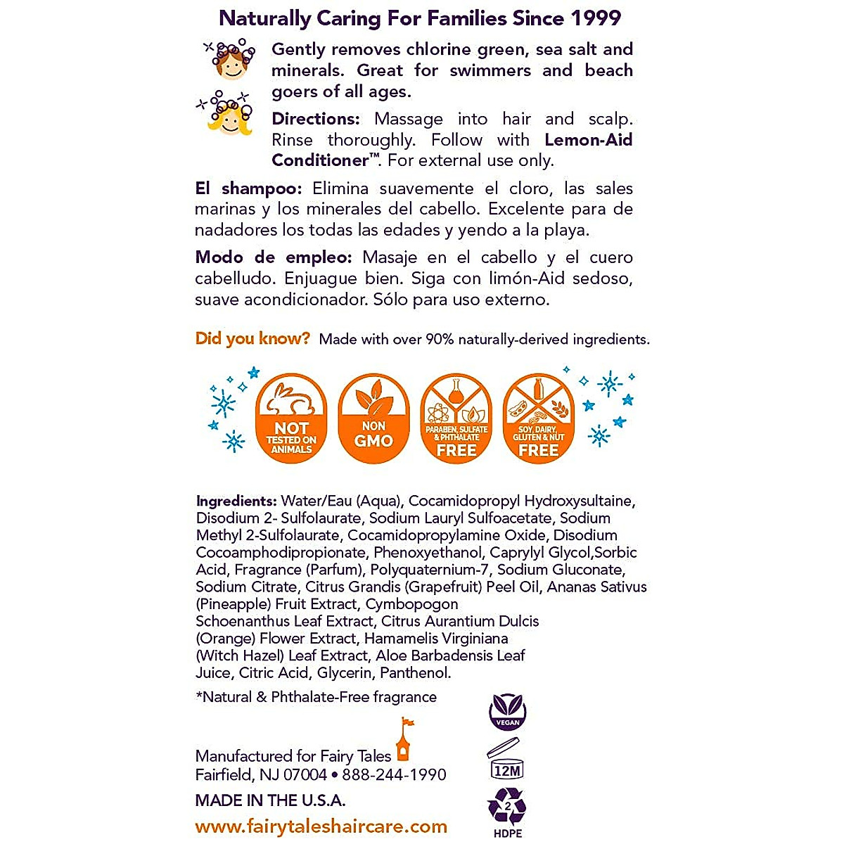 Fairy Tales Swim Shampoo for Kids - 12 oz - Made with Natural Ingredients in the USA - Chlorine Removal Swimmer Shampoo for Kids, No Parabens, Sulfates, or Synthetic dyes - 2 Pack